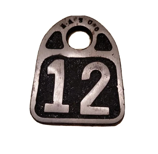 VINTAGE HASCO ALUMINUM# 12 Cattle Dairy Cow Farm Ranch 2 Sided Tag ...