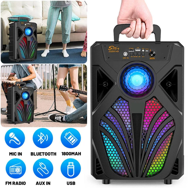 8& HEAVY BASS Portable Wireless Bluetooth Speakers Subwoofer Party Karaoke + Mic £20.29 ...