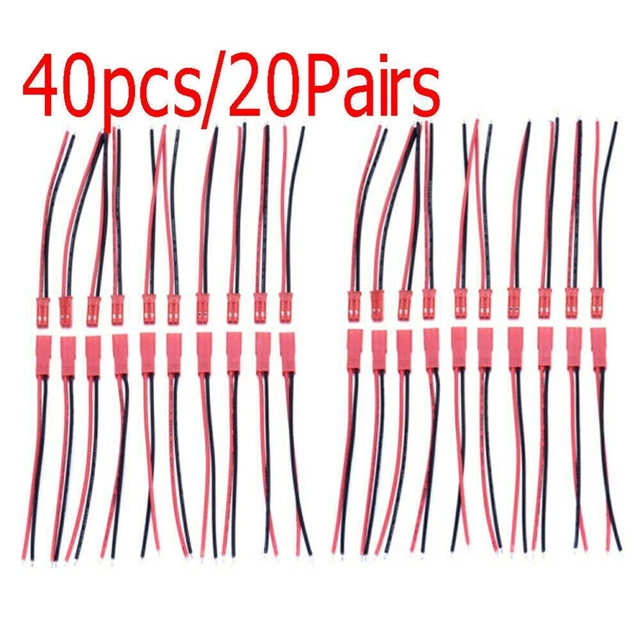 40 PC JST SM-2Pin Fiche de Connexion Câble Mâle + Femelle Avec 100mm ...