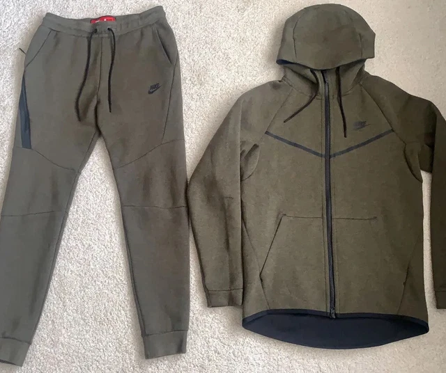 NIKE TECH FLEECE OG Old Season Khaki/Black Mens Tracksuit Size S (2017 ...