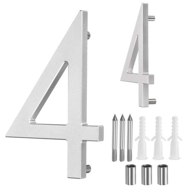 5& SOLID ALUMINUM Floating House Numbers for Outside Address(Number 4 ...