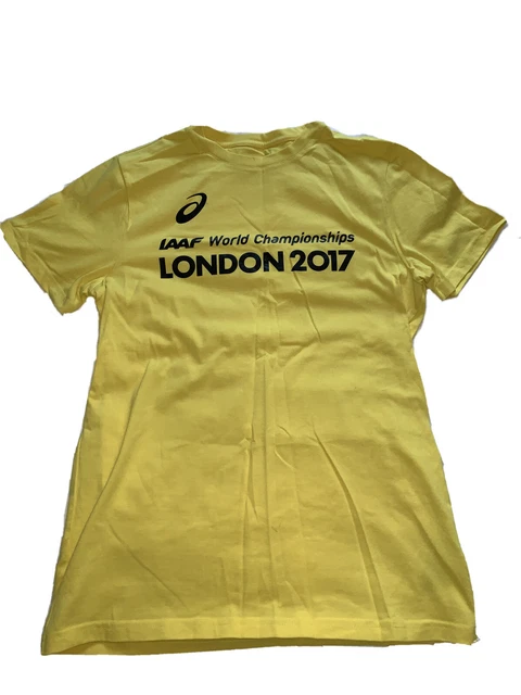 ASICS IAAF WORLD Athletics Championships London 2017 Yellow Tshirt Mens ...