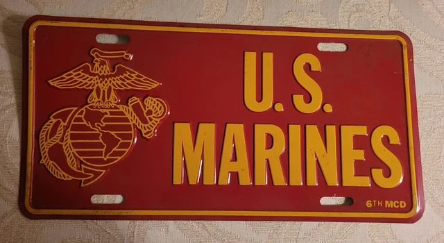 VINTAGE US MARINES 6th MCD License Plate Red Yellow Free shipping $19. ...