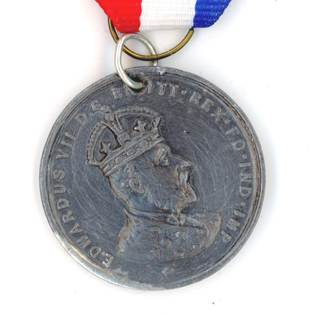 CORONATION OF KING Edward VII 1902 medal medallion white metal antique ...