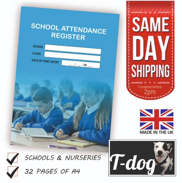 ATTENDANCE REGISTER BOOK A4 School Class Childminding Nursery Teacher ...