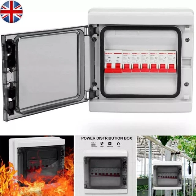 8 WAY GARAGE Shed Camper Van Caravan Consumer Unit Fu-se Box w/ RCD and ...