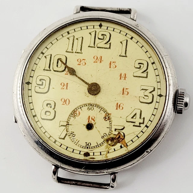 WW1 FRENCH 24H Silver Hallmarked Trench Watch Military Antique Mens ...