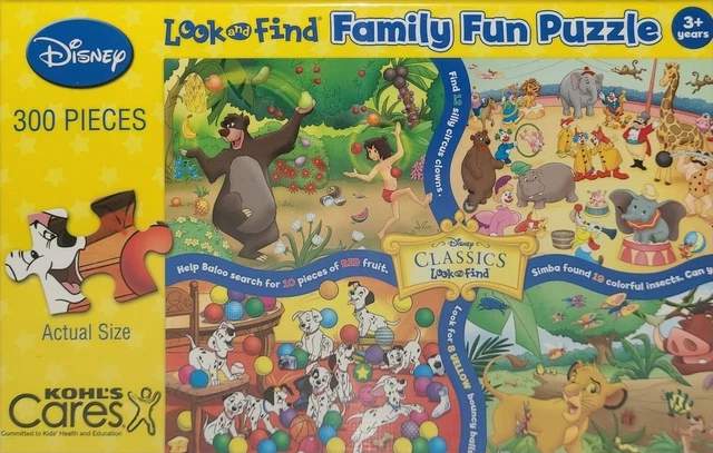 DISNEY PUZZLE 300 Pc Look and Find Family Fun 3+ Yr Lion King Jungle ...