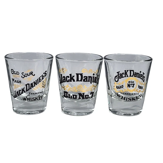 JACK DANIELS OLD No.7 Tennessee Whiskey Shot Glasses Set of 3 Old Sour ...