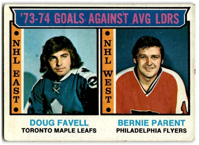 1974-75 TOPPS DOUG Favell/Bernie Parent Toronto Maple Leafs ...
