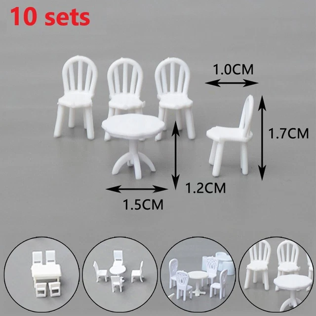 10 ENSEMBLES DE tables et chaises blanches mod??le pour am??nagement de chemin d EUR 27,28 ...
