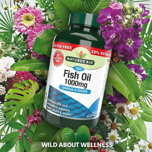 NATURES AID FISH Oil 1000mg | Omega 3 (180mg Epa & 120mg Dha) | Made In ...
