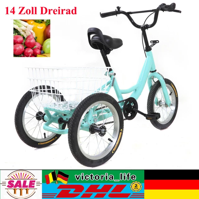14 ZOLL DREIRAD Kinder Trike 3Rad KinderfahrräderCruiser Bike mit Korb ...