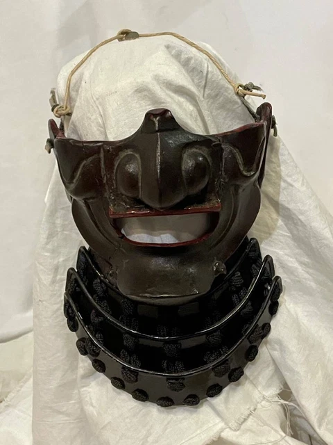 MENPO YOROI KABUTO mask Armor koshirae katana samurai antique iron EDO ...