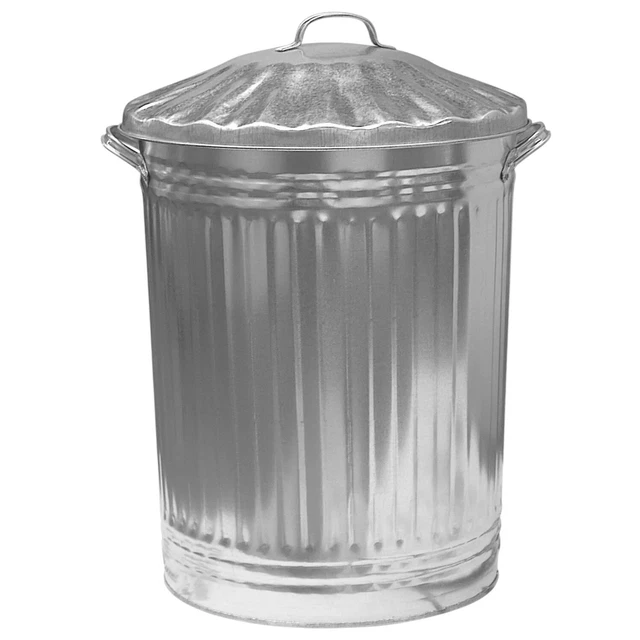 90L LARGE GALVANISED Steel Metal Recycle Dustbin Bin Outdoor Trash Can ...