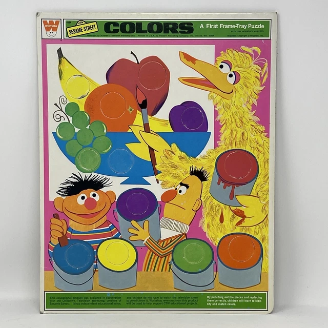 SESAME STREET FRAME-TRAY Puzzle Ernie Big Bird Bert Fruit Colors Whitman 1971 £12.23 - PicClick UK