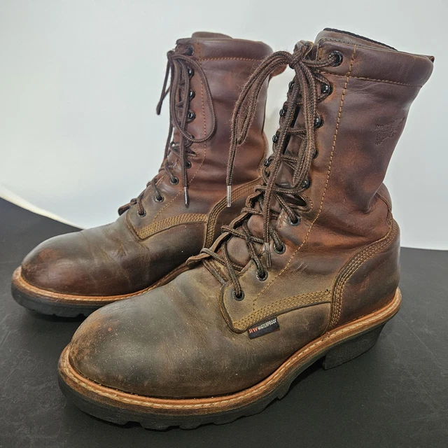 RED WING LACE Up Brown Boots Men's ASTMF2892-11 EH Size 10.5 Waterproof ...