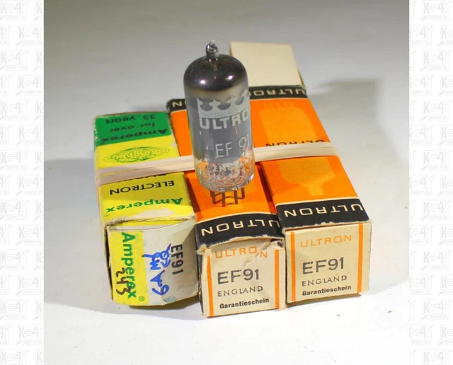 ULTRON AND AMPERE 6AM6 EF91 Vacuum Tubes England Tested NOS Lot Of 3 ...