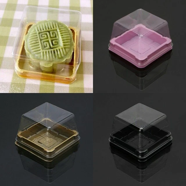 50PC 50G CLEAR Plastic Square Moon Cake Packaging Box Mooncake ...