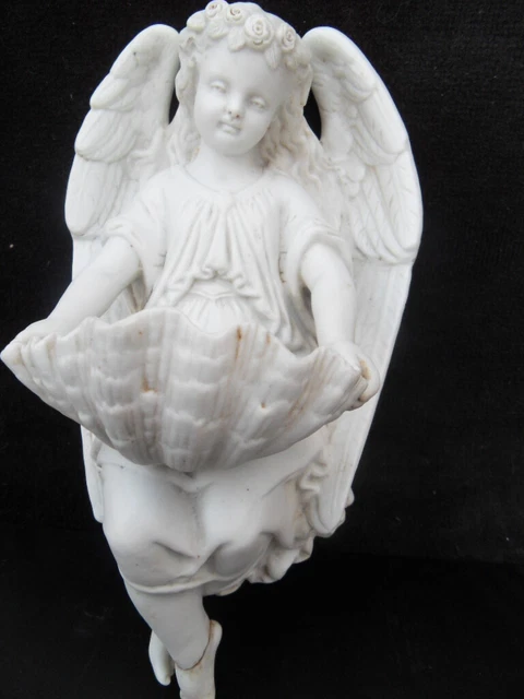 VINTAGE HOLY WATER Font Benitier ANGEL Porcelain Cookie 19th Century ...
