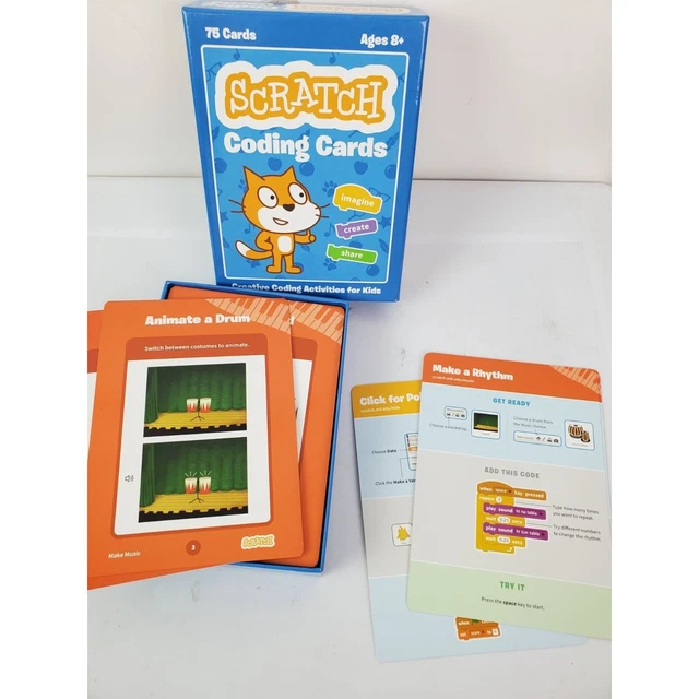 SCRATCH CODING CARDS for Ages 8+ Beginner Level Learn to Code Computer ...