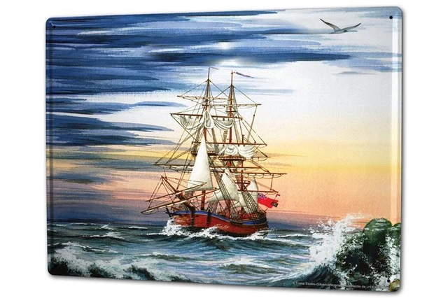 CARTELLO TARGA IN Metallo XXL Oceani Barca a vela vecchia Inghilterra ...