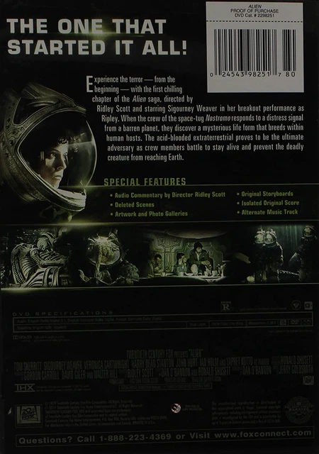 ALIEN (DVD) ALIEN Tom Skerritt Nick Allder Peter Baldock Sigourney ...