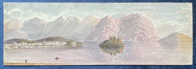 ANTIQUE WATERCOLOUR PAINTING - Mountain Lake Scene, George Chance, c ...