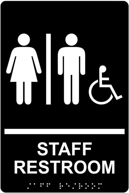 STAFF RESTROOM SIGN, Ada-Compliant Braille and Raised Letters, 9X6 Inch ...
