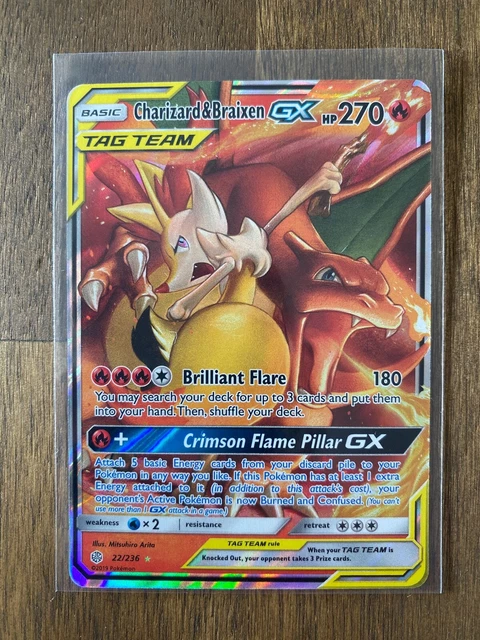 CHARIZARD & BRAIXEN GX 22/236 - Pokemon Cosmic Eclipse Sun & Moon Card ...