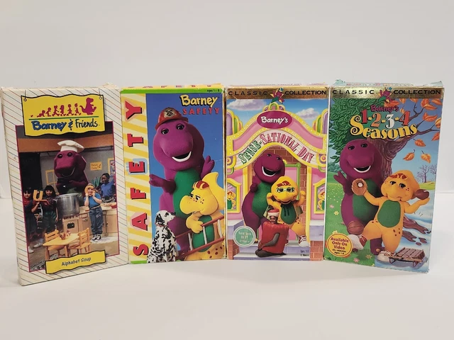(4) BARNEY VHS Tapes lot. Alphabet Soup, Safety, Sense-Sational Day ...