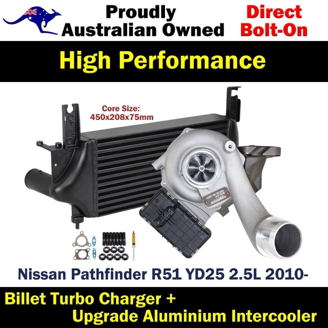 UPGRADE BILLET TURBO+75MM Intercooler For Nissan Pathfinder R51 YD25 2 ...