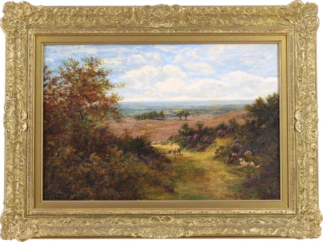 SCHAFE IN EINER Landschaft antikes Ölgemälde Harry Clayton Adams (1876 ...