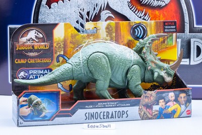 JURASSIC WORLD CAMP Cretaceous Green Sinoceratops Toy Primal Attack ...