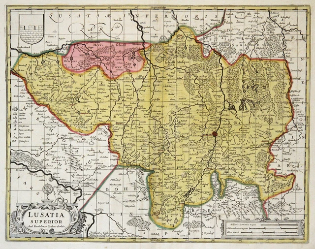 LAUSITZ ALTA LUSAZIA Originale Incisione Cartina Geografica Homann ...