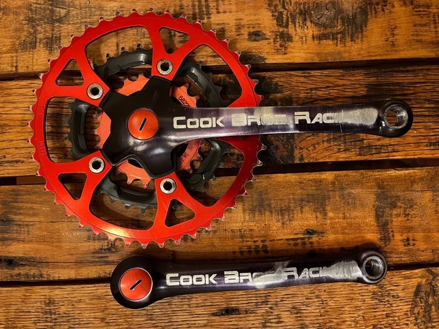 VINTAGE COOK BROS Racing E Type Crankset - Anodized black and red 175mm ...
