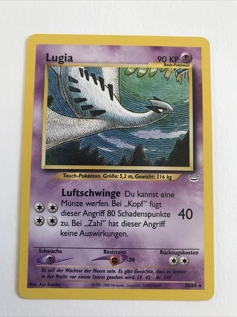 CARTE POKEMON LUGIA 20/64 Neo Revelation DE Deutsch NM EUR 23,90 - PicClick FR