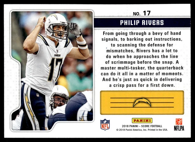 2018 SCORE #17 Philip Rivers Signal Callers EUR 1,64 - PicClick FR