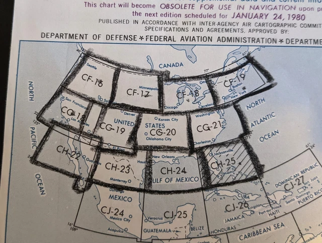 VINTAGE WORLD AERONAUTICAL Charts - 12 Maps - ENTIRE CONUS - YEARS ...