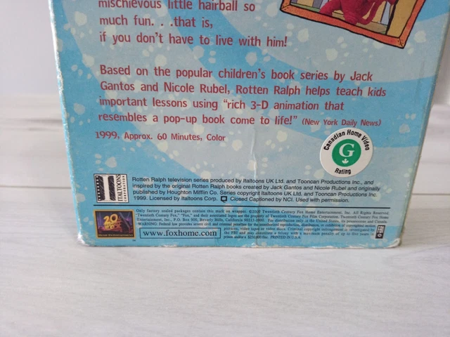 ROTTEN RALPH VOL. 1 Canadian VHS (No Sticker Label Variant) (1999 ...
