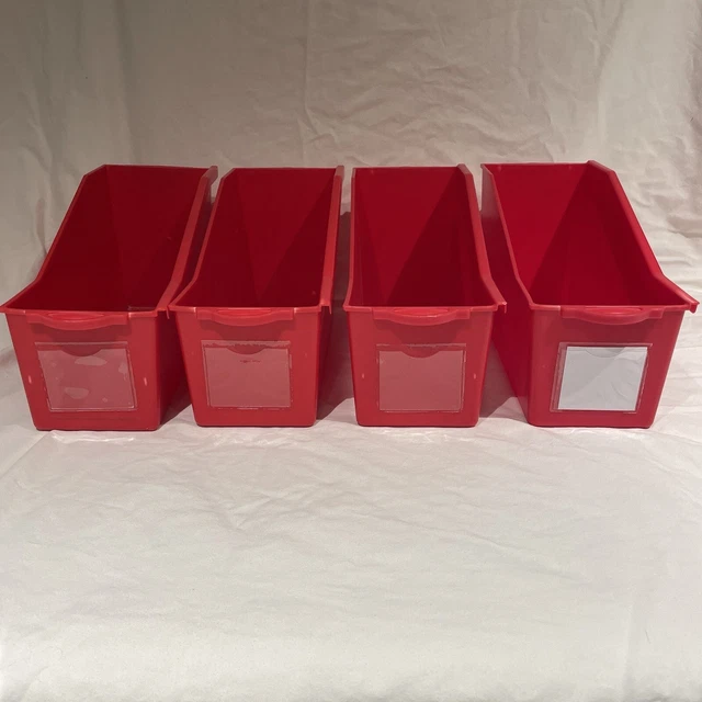 4-lakeshore-interlocking-red-book-bins-4-3-4-x-12-1-4-x-7-good