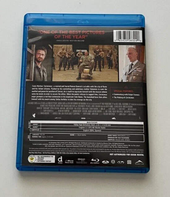 CORIOLANUS BLU-RAY + DVD Ralph Fiennes Gerard Butler $7.40 - PicClick CA