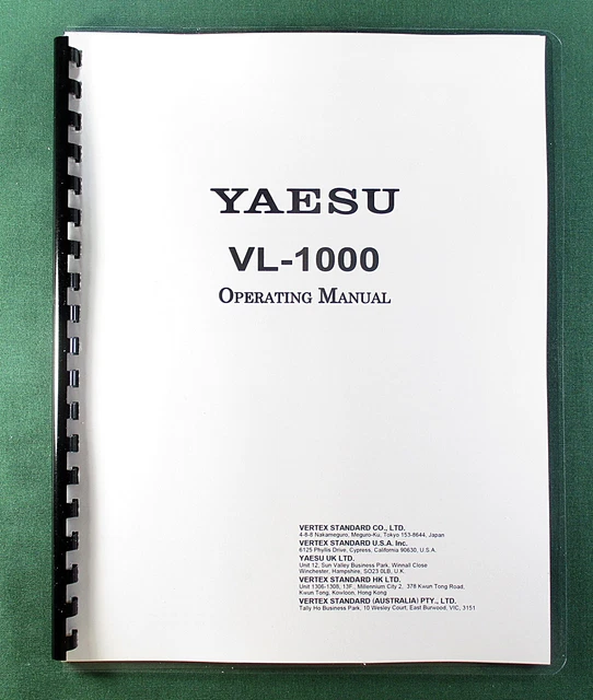 YAESU VL-1000 / VP-1000 Operating Manual: 22 pages & Protective Covers ...