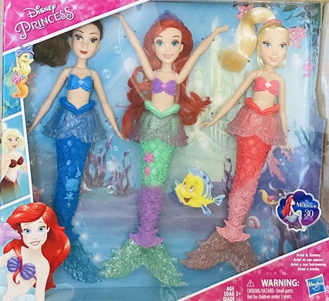 DISNEY PRINCESS THE Little Mermaid Ariel and Sisters 3 Pack Mermaid ...