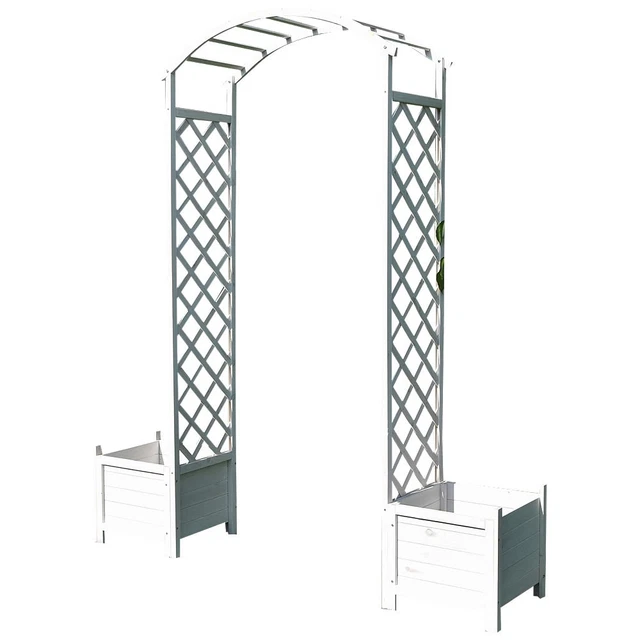 ROSENBOGEN WEISS MIT Blumenkübel Halbbogen Rankhilfe Torbogen Spalier ...