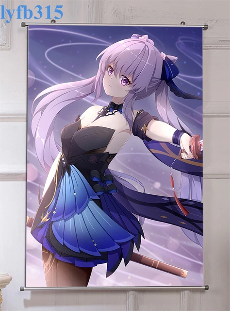 KEQING POSTER GENSHIN Impact Anime Girl Wall Scroll Art Decor 60*90CM ...