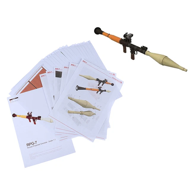 1/1 SCALE RPG-7 Rocket Bazooka Launcher 3D Paper Craft Model Puzzle Kit ...