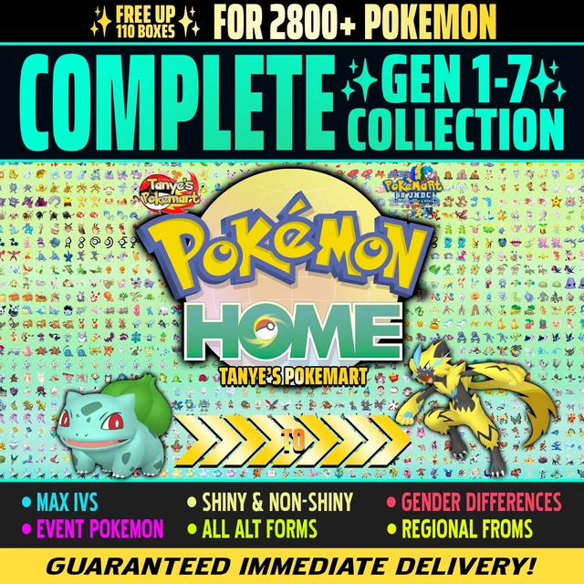 POKEMON HOME FULL SHINY LIVING DEX, Gen 1-7 | Événement, TOUT légendaire, 6IV EUR 10,99 ...
