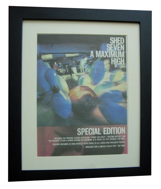 SHED SEVEN+MAXIMUM HIGH+POSTER+AD+RARE ORIGINAL 1996+FRAMED+EXPRESS ...