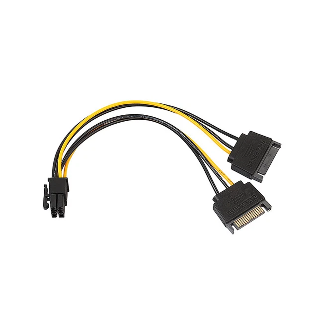 15-PIN DUAL SATA Power Splitter Male to 6-Pin PCI-E Female Video ...
